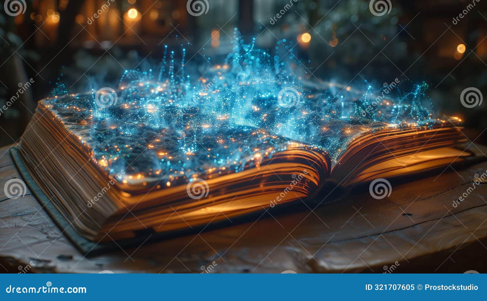 Holographic Book with Animated Stories Stock Image - Image of ancient ...