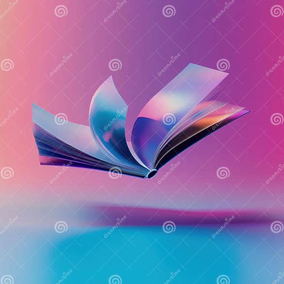 Holographic Book on a Gradient Background Stock Illustration ...