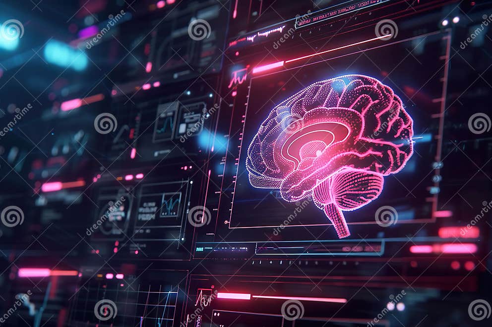 Holographic Brain, Surrounded by Various Data Analytics and Graphs ...