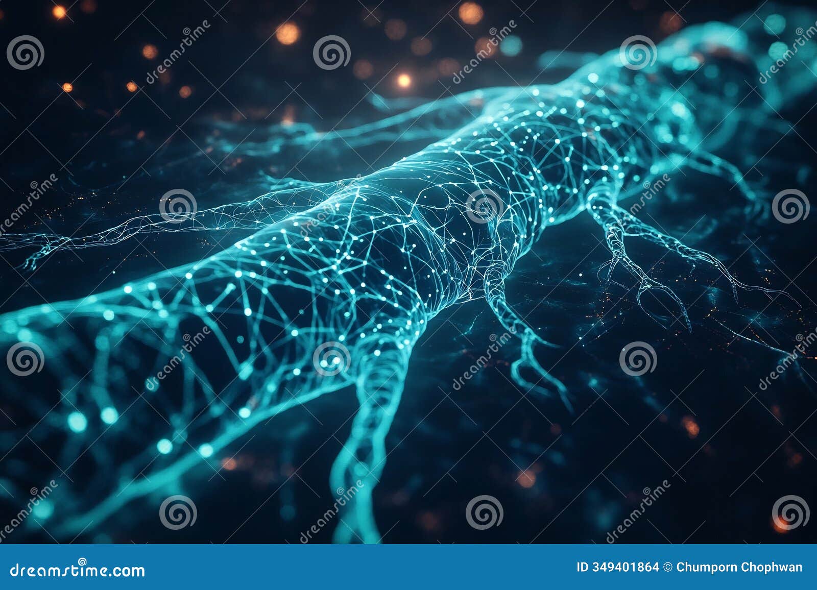 Holographic Cardiovascular System In Cosmic Glowing Backdrop With ...