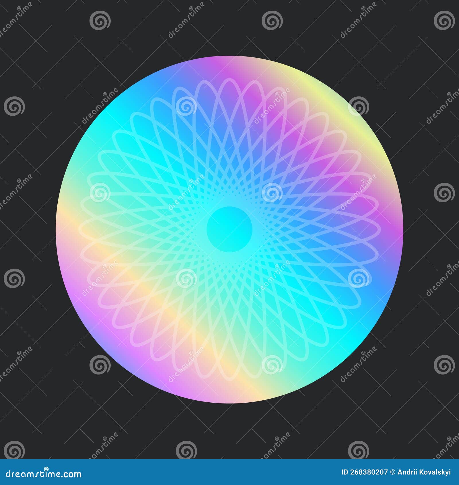 Holographic Circle Sticker. Different Shape on Gradient Badget Stock ...