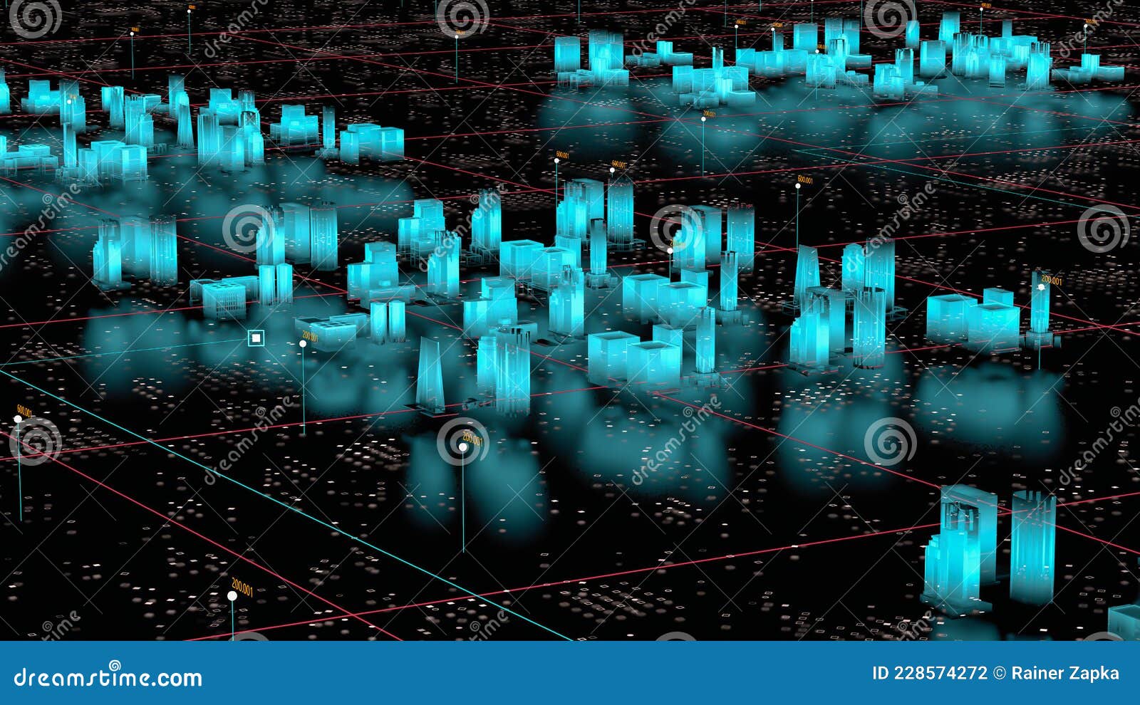 Holographic City 3d Rendering Stock Illustration - Illustration of ...