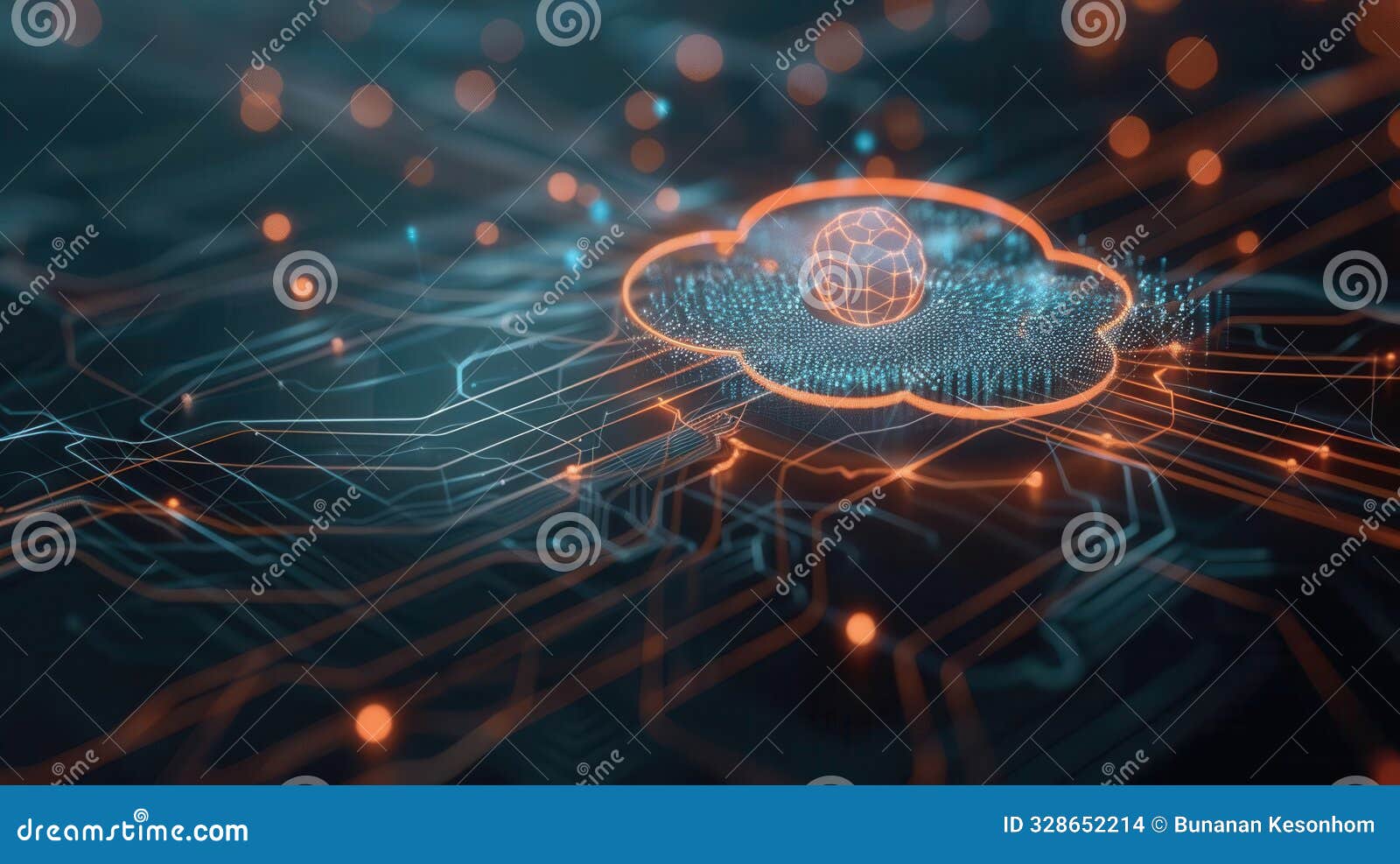 Holographic Cloud with IoT Connections, Futuristic Graphics, Scifi ...