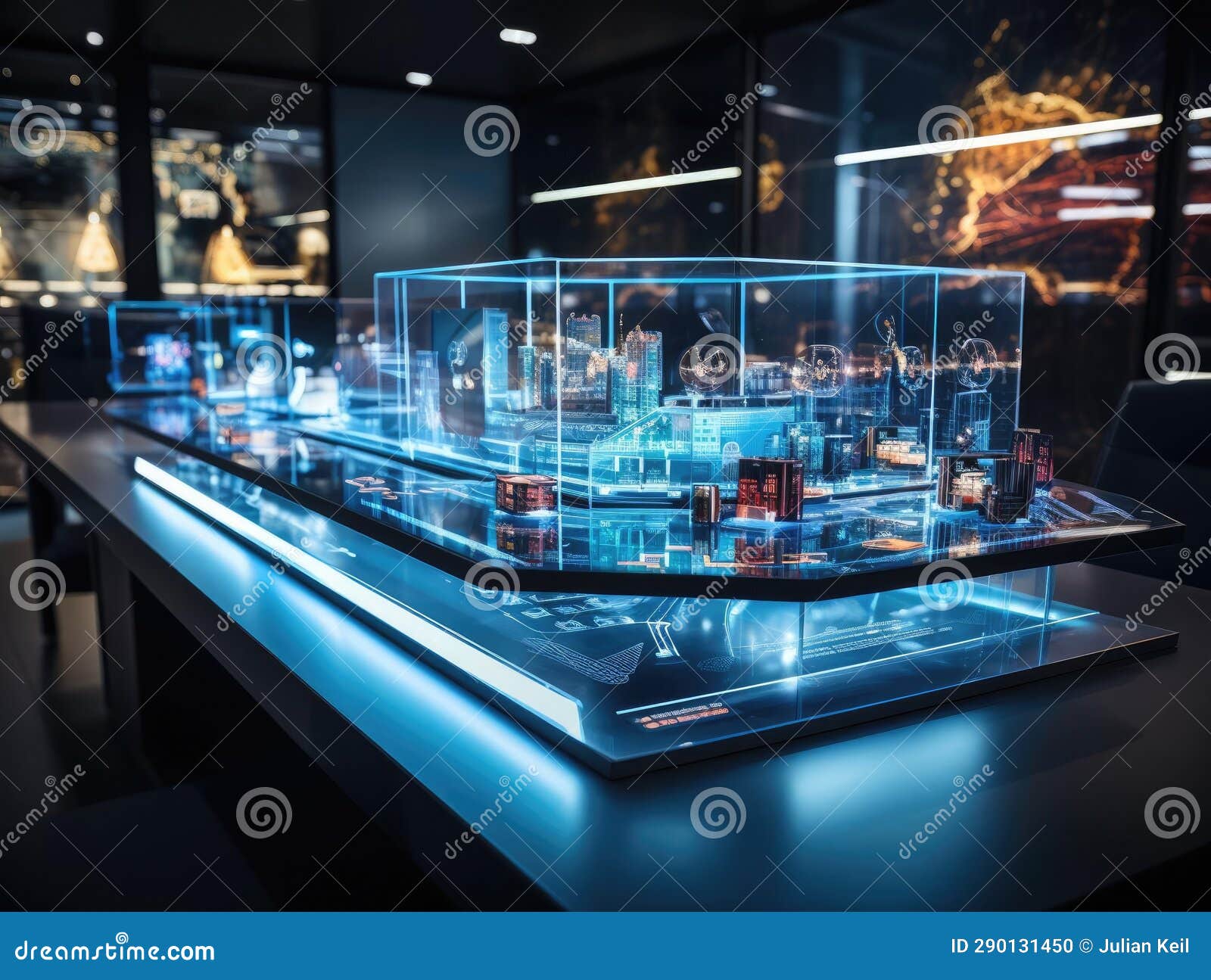 Holographic Conference Room in Hightech Office Stock Illustration ...