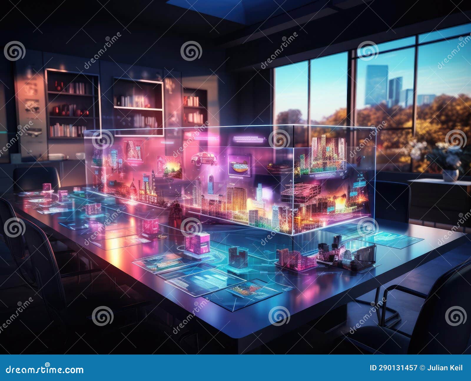 Holographic Conference Room in Hightech Office Stock Illustration ...