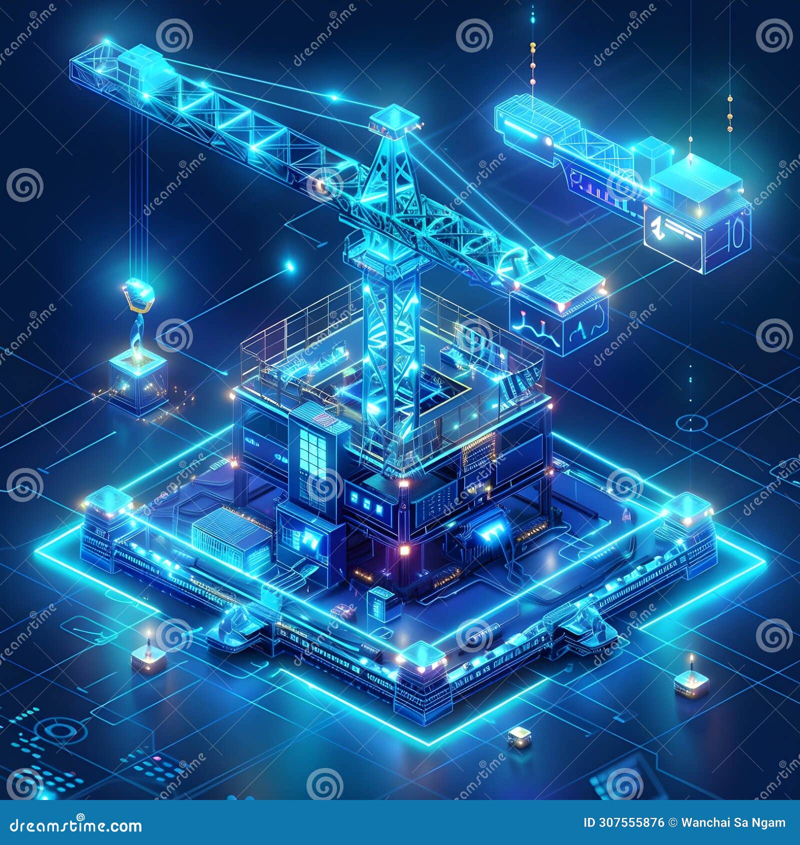 Holographic Construction Crane Simulation, Future Technology ...