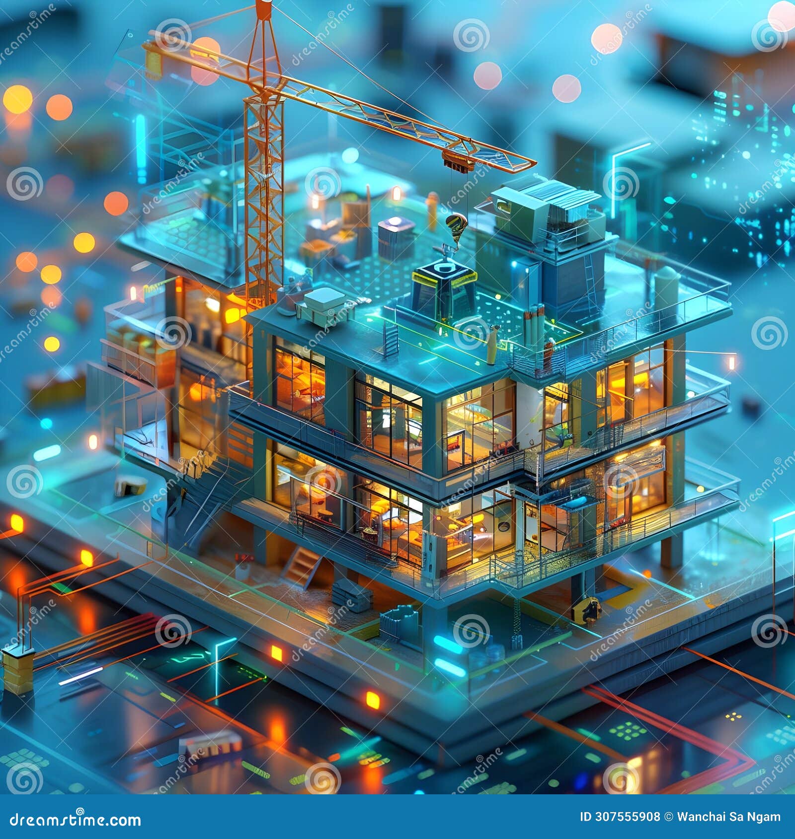 Holographic Construction Crane Simulation, Future Technology ...