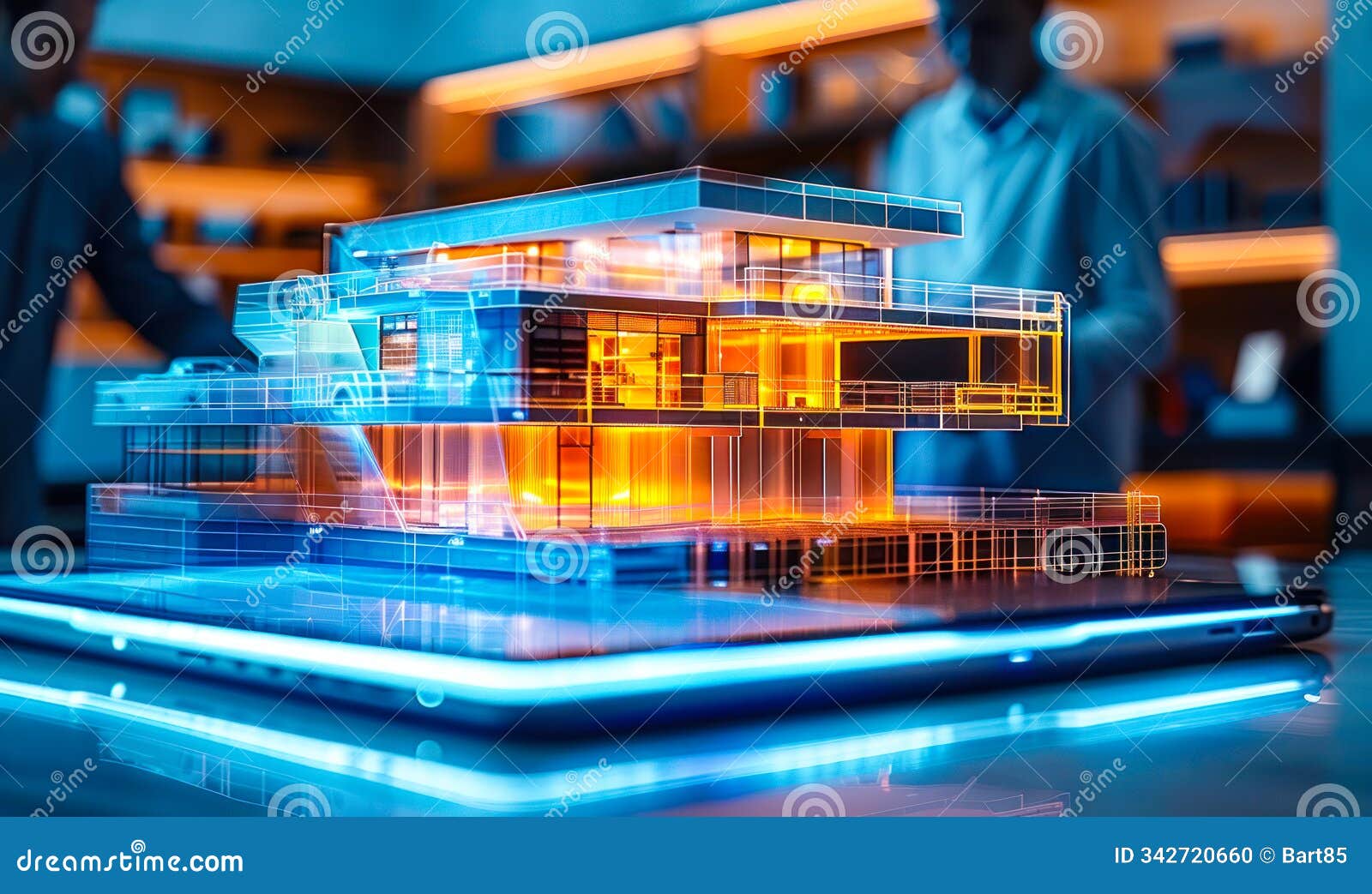 Holographic 3D Building Model on Laptop Digital Building Information ...