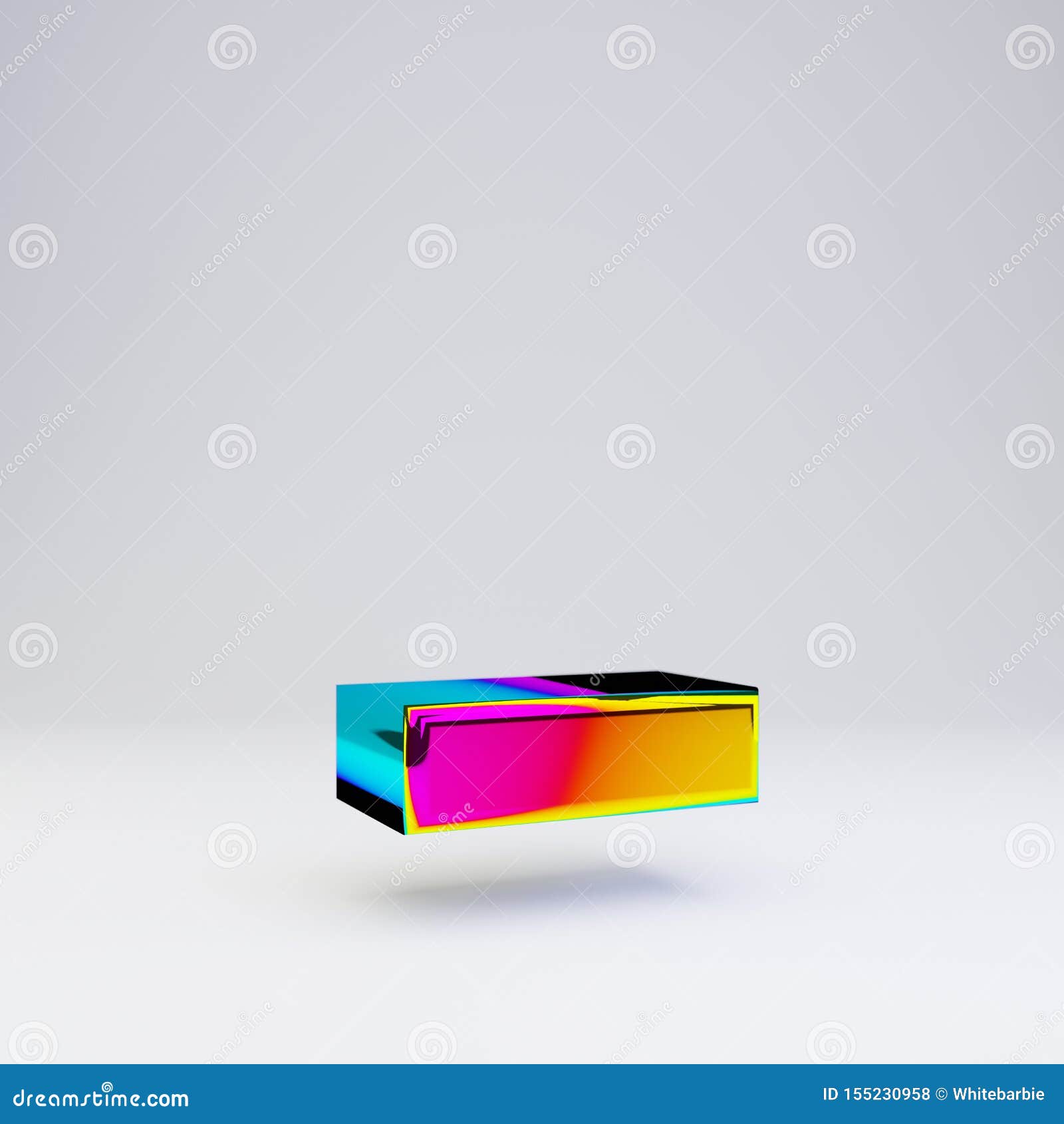 Holographic 3d Dash Symbol. Glossy Font With Multicolor Reflections And ...