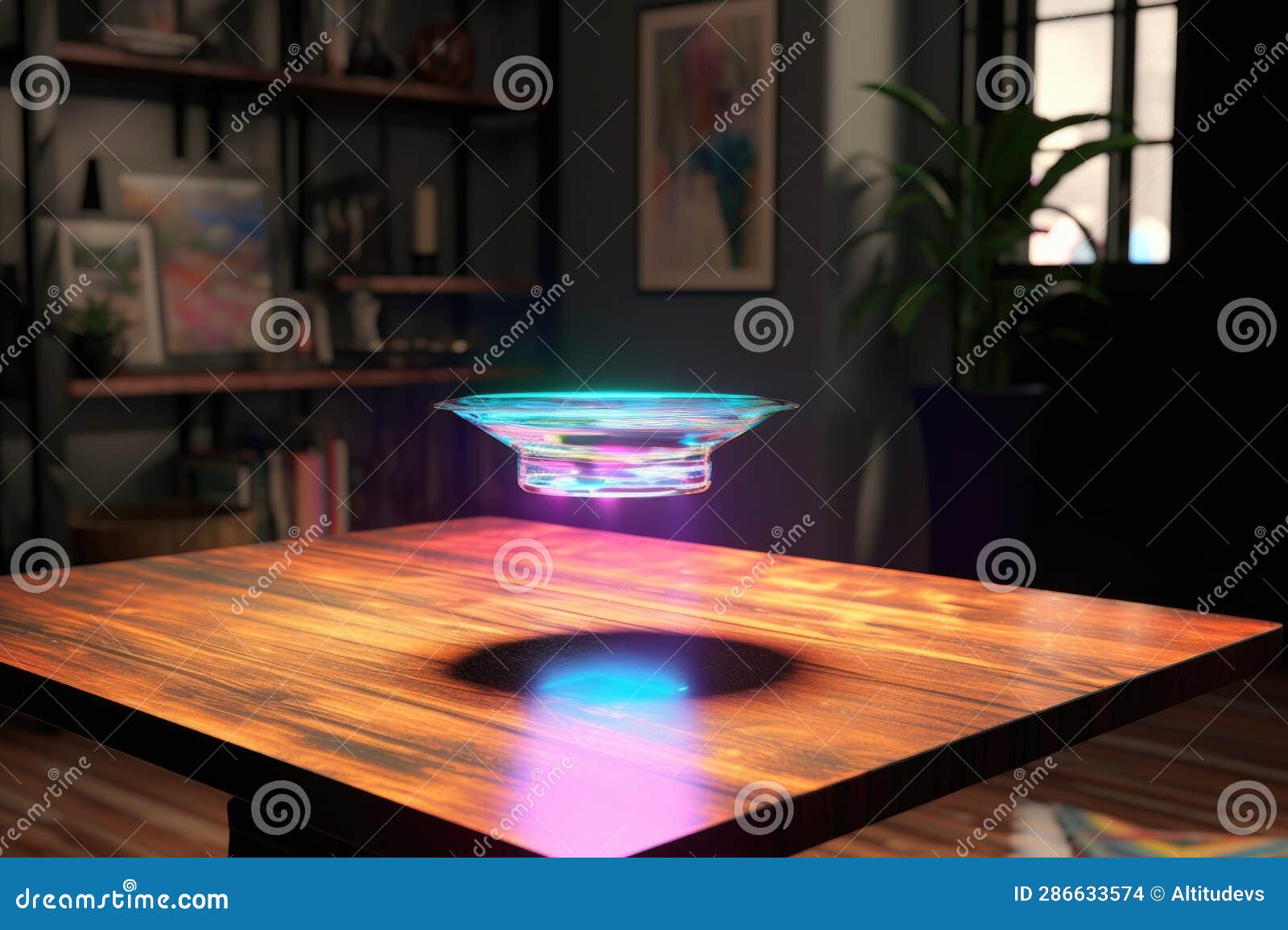 Holographic 3d Object Floating Above a Table Stock Photo - Image of ...