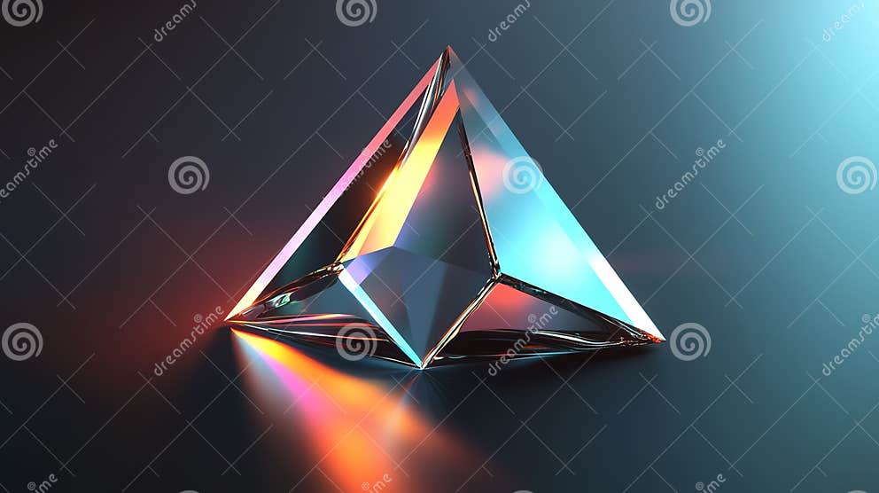 A Holographic 3D Triangle, with Sharp Edges Reflecting Different Shades ...