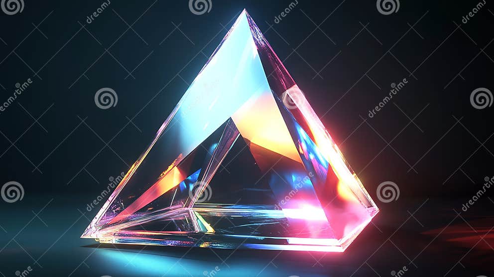 A Holographic 3D Triangle, with Sharp Edges Reflecting Different Shades ...