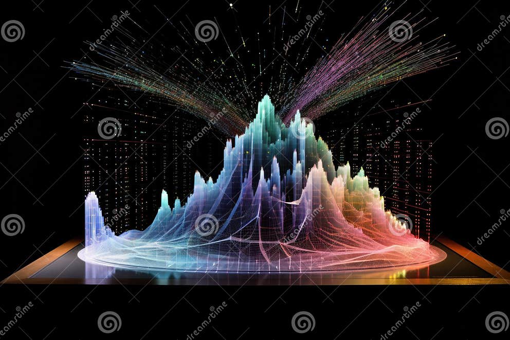 Holographic Data Visualization on a Screen Stock Illustration ...