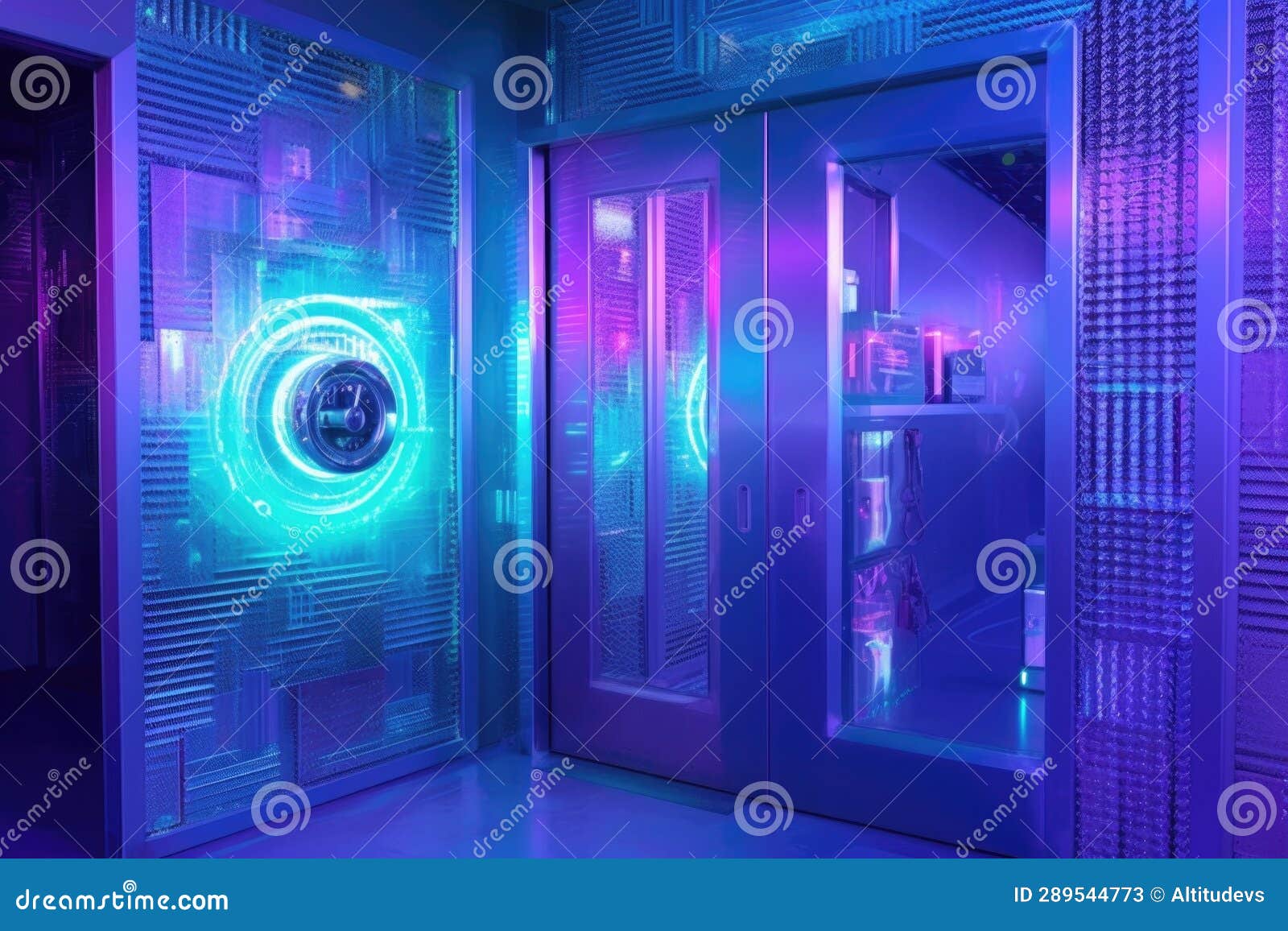 Holographic Digital Lock on a Secure Server Room Door Stock Image ...
