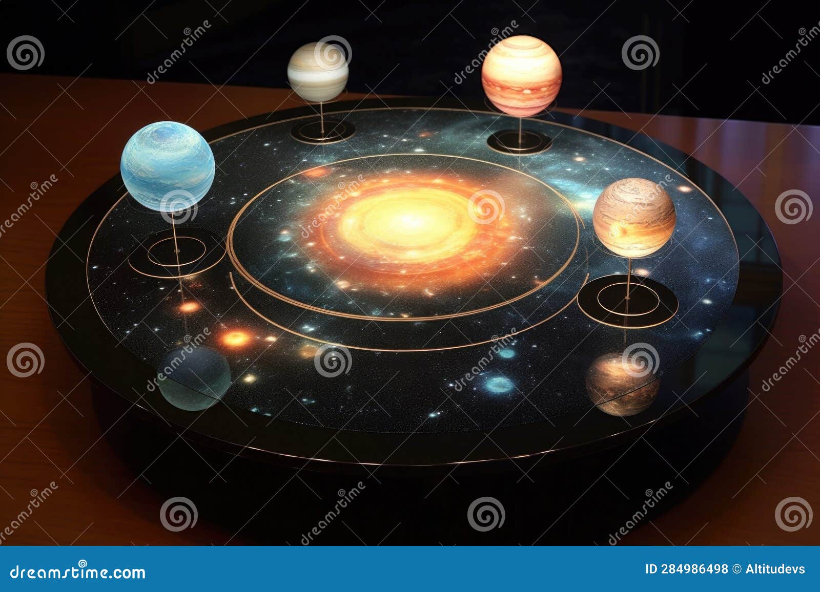Holographic Display of a Solar System with Rotating Planets Stock ...
