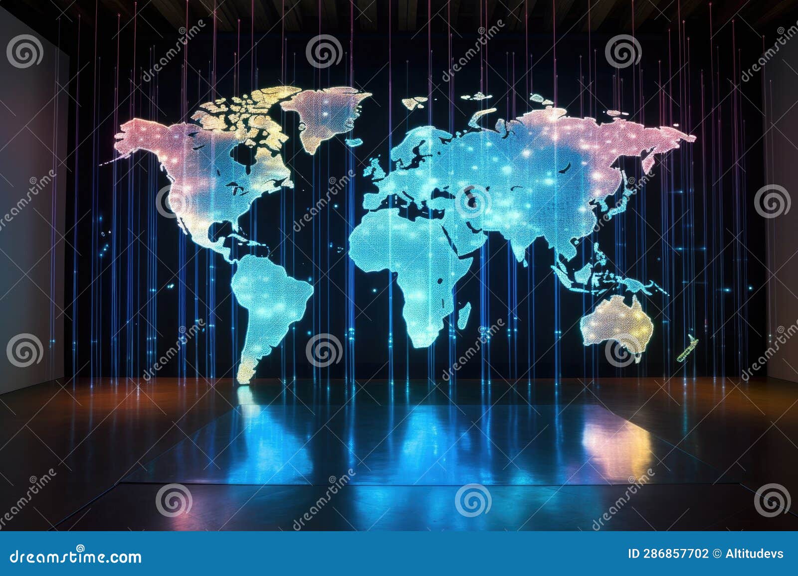 Holographic Display of World Map with Data Points Stock Photo - Image of innovation, technology ...