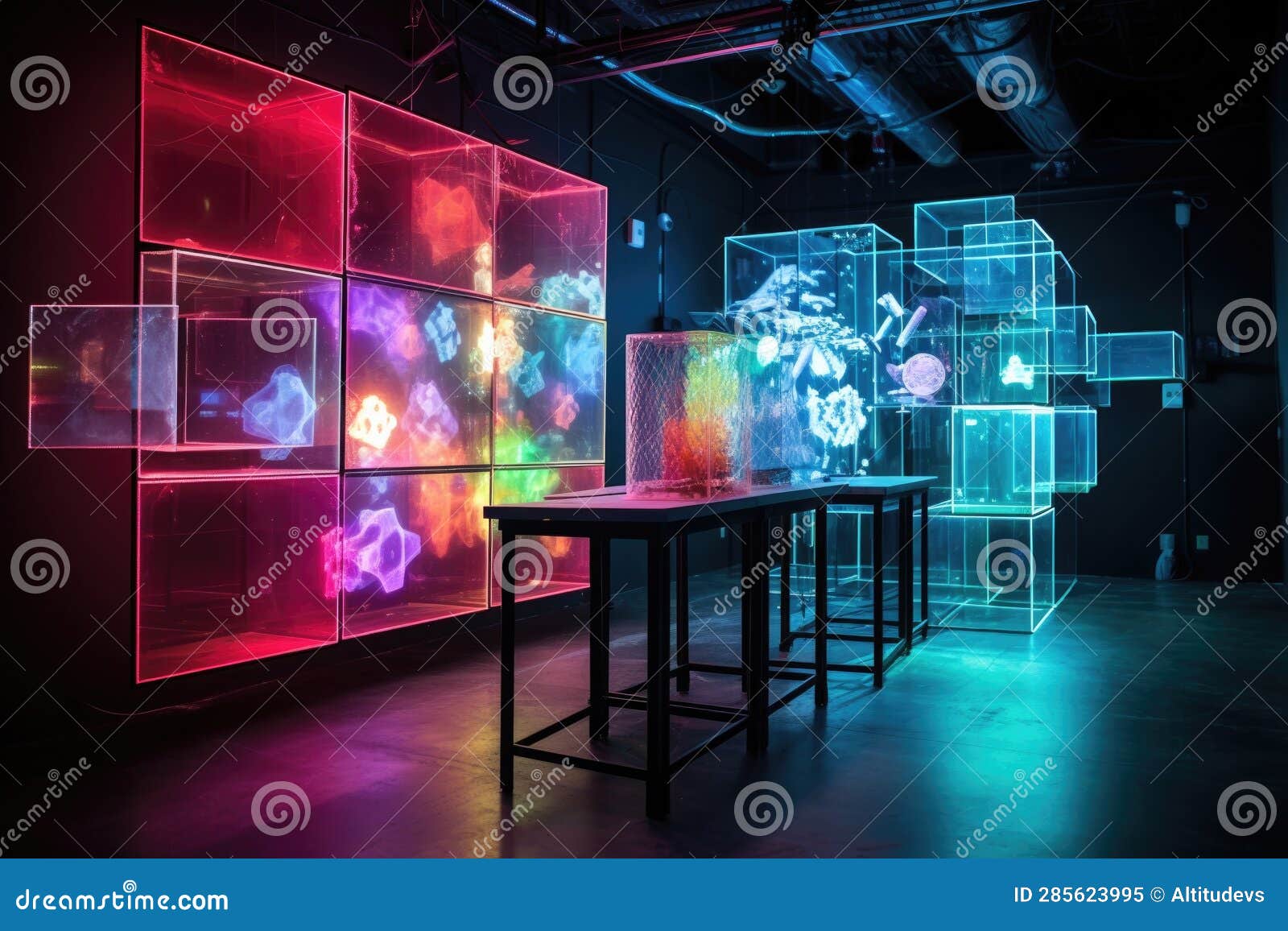Holographic Dna Storage Projection in a Lab Stock Image - Image of ...