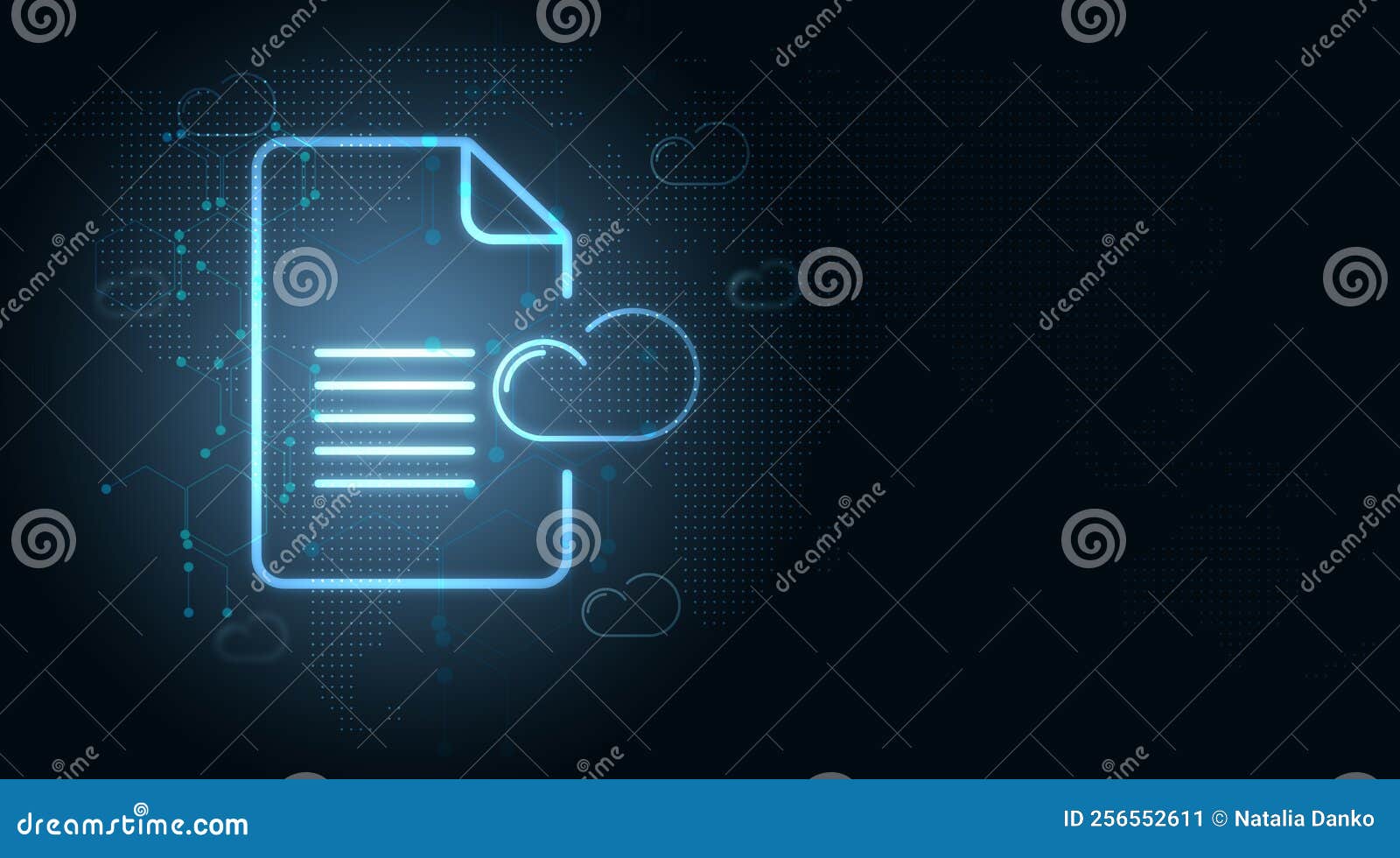 Holographic Documents in the Cloud Storage Stock Illustration ...