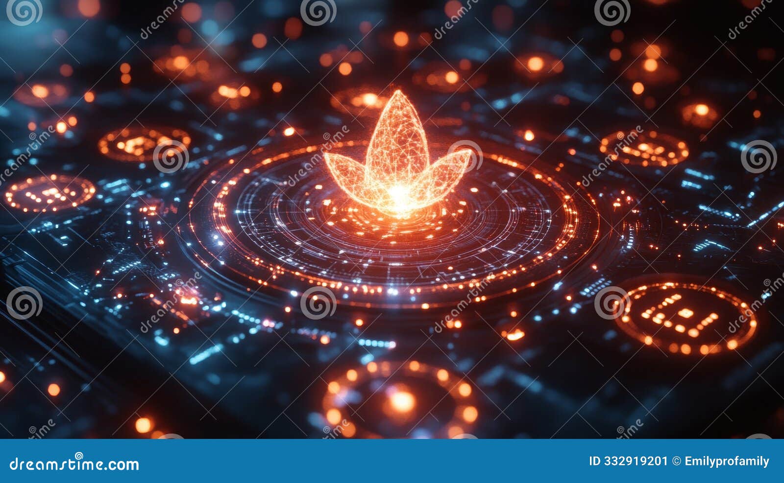 Holographic Educational Symbols Displayed on a Futuristic Digital ...