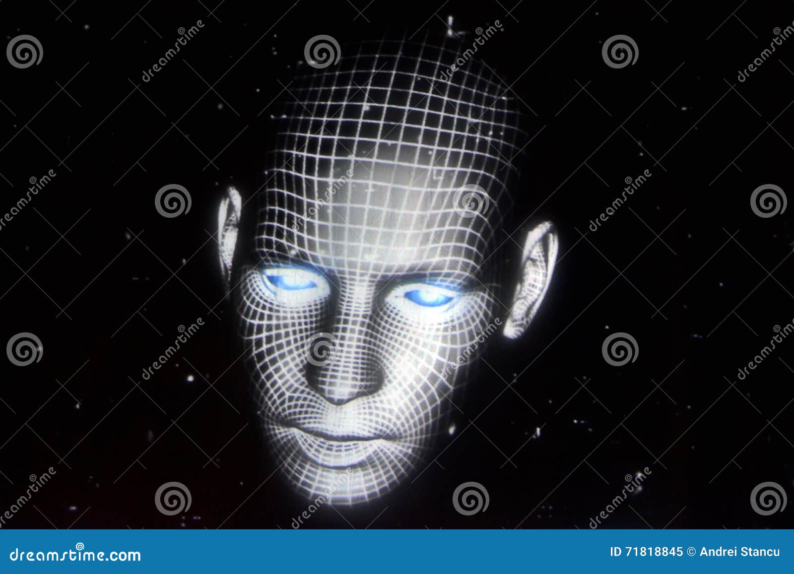 Holographic Face stock image. Image of real, random, quantum - 71818845