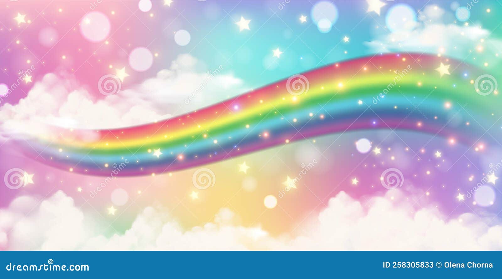 Holographic Fantasy Rainbow Unicorn Background Pastel Color Sky