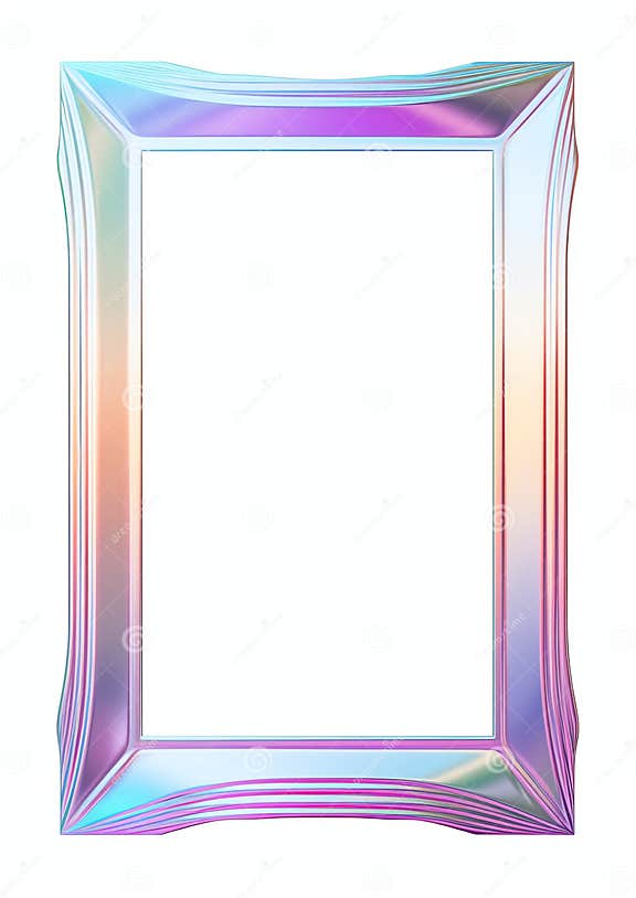 Holographic Frame Border on White Background Stock Illustration ...