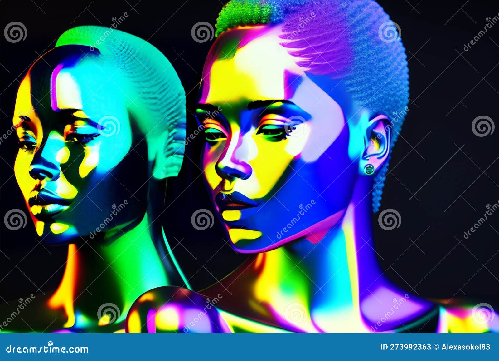 Holographic Human Robotic Head Made of Glossy Iridescent Stock ...