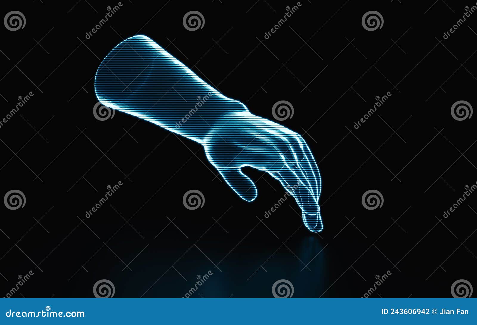 Holographic Image of a Hand, Futuristic Element, 3d Rendering Stock ...