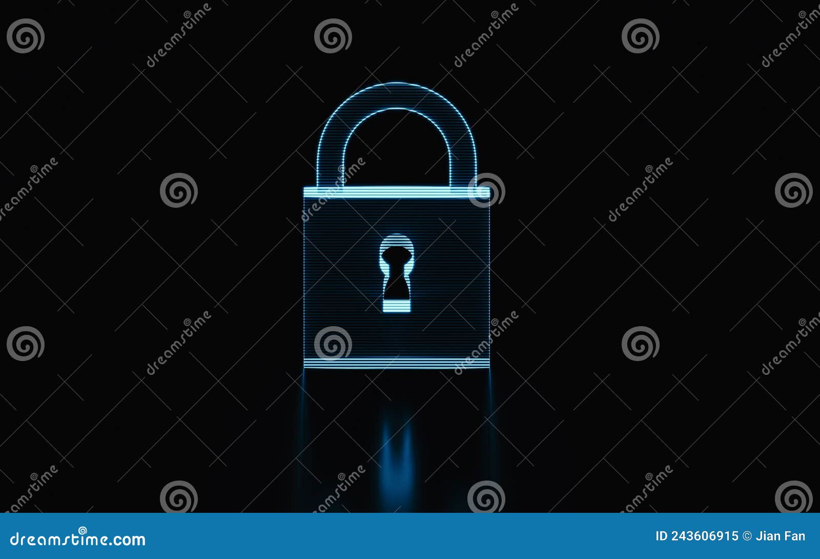 Holographic Image of a Lock, Futuristic Element, 3d Rendering Stock ...
