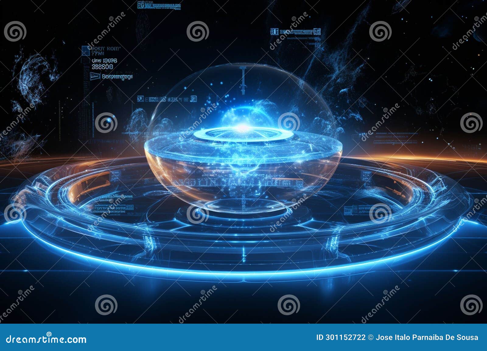 Holographic Interface Displaying the Blueprints Stock Illustration ...