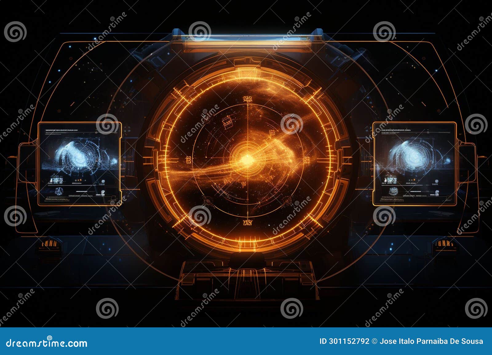 Holographic Interface Displaying the Blueprints Stock Illustration ...