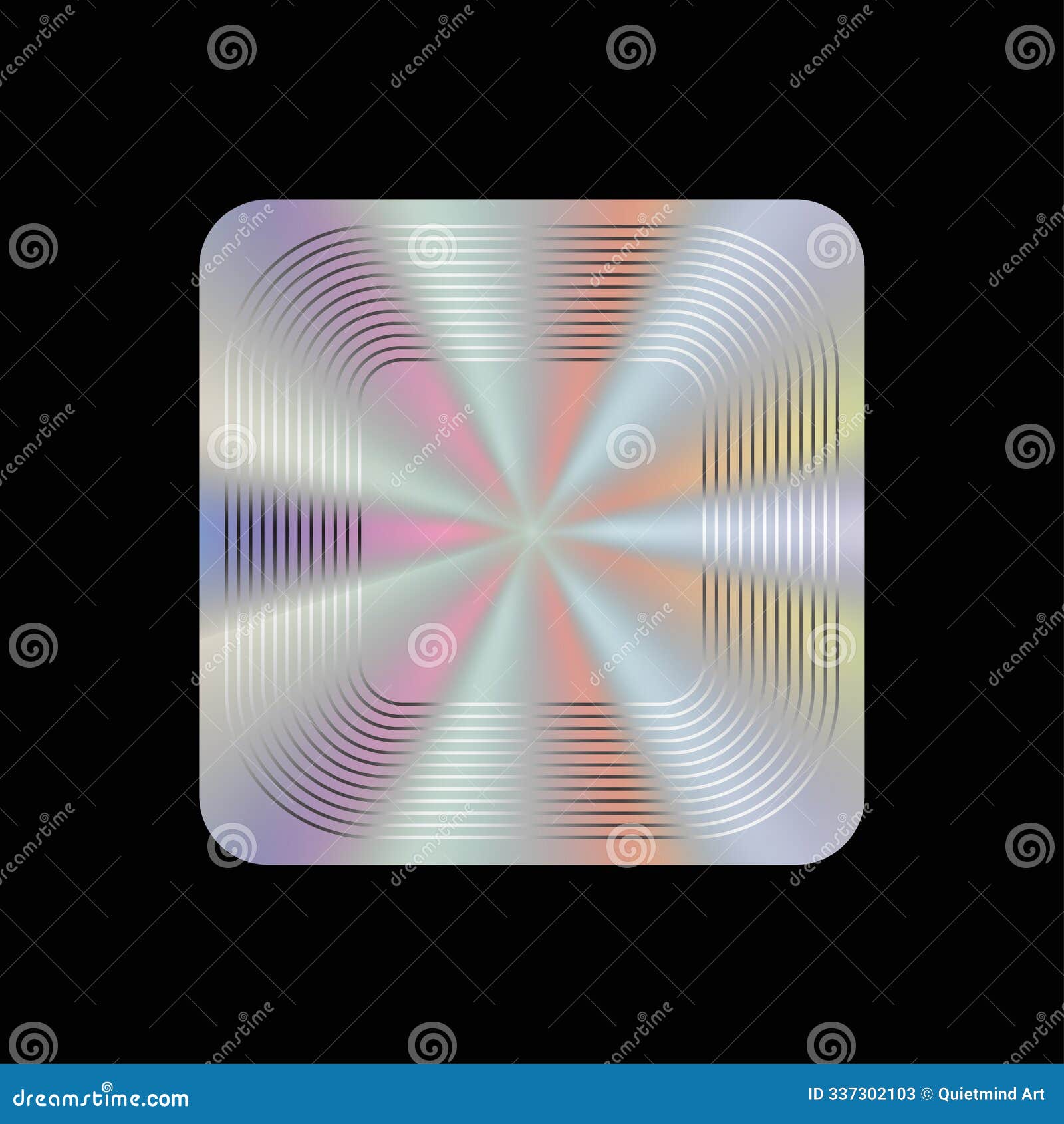Holographic Iridescent Sticker Rounded Rectangle with Silver Lines ...