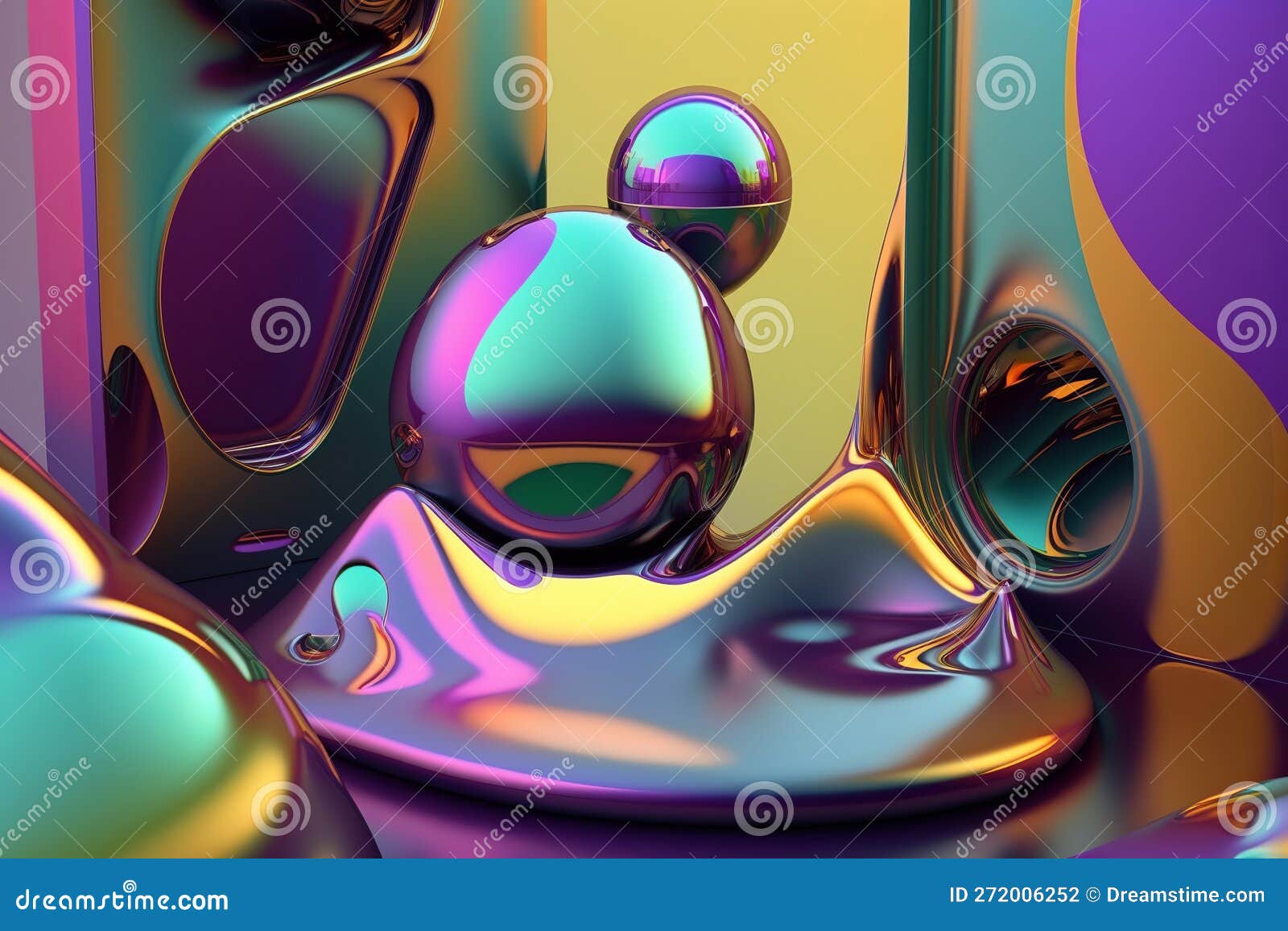 Holographic Liquid Glossy Shapes and Forms Abstract Background Stock ...