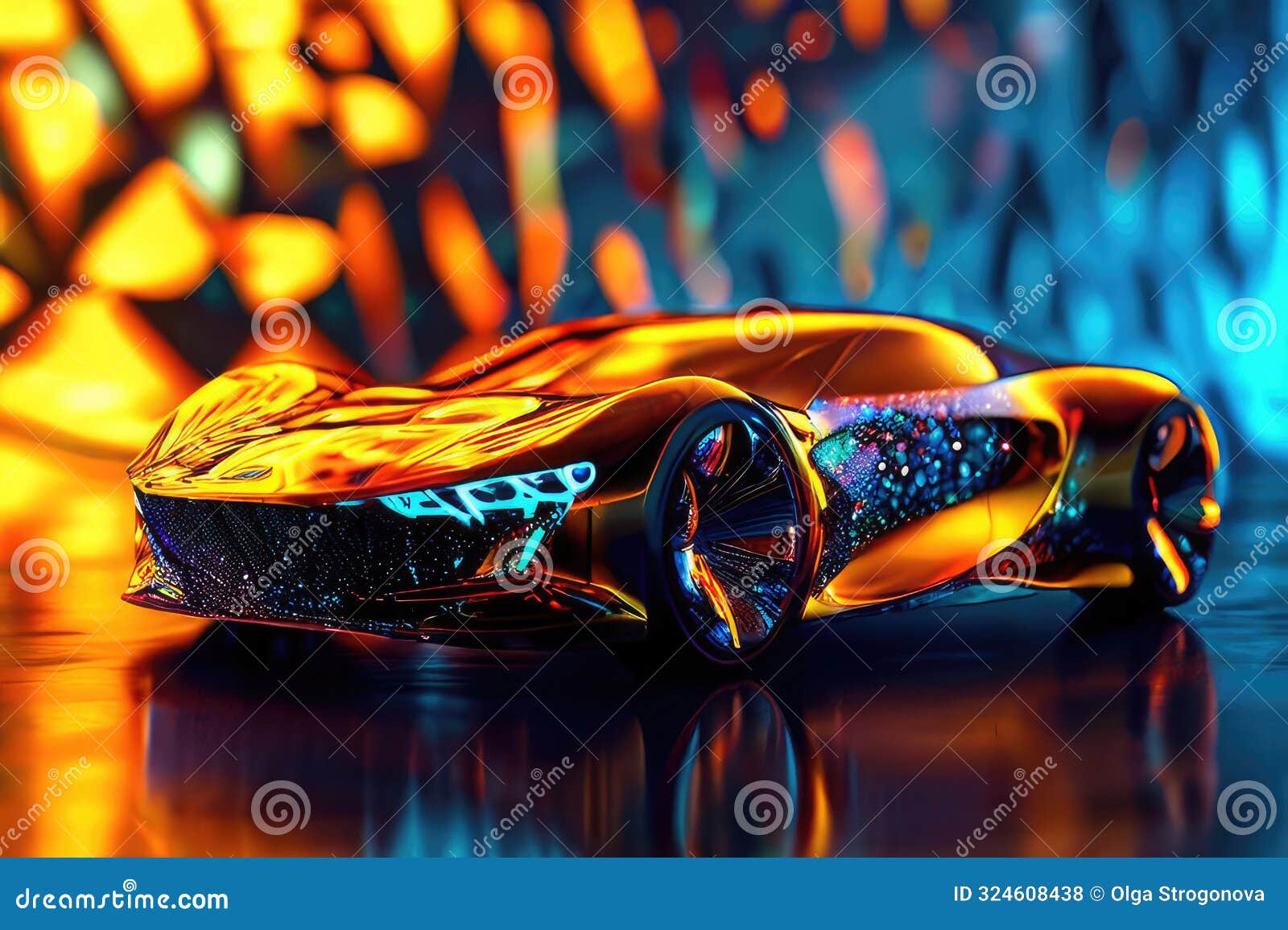 Holographic Luminous Shiny Modern Car Stock Illustration - Illustration ...