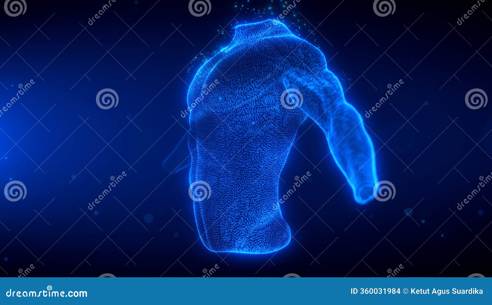 Holographic Male Human Torso with Arms in Side View Stock Illustration ...