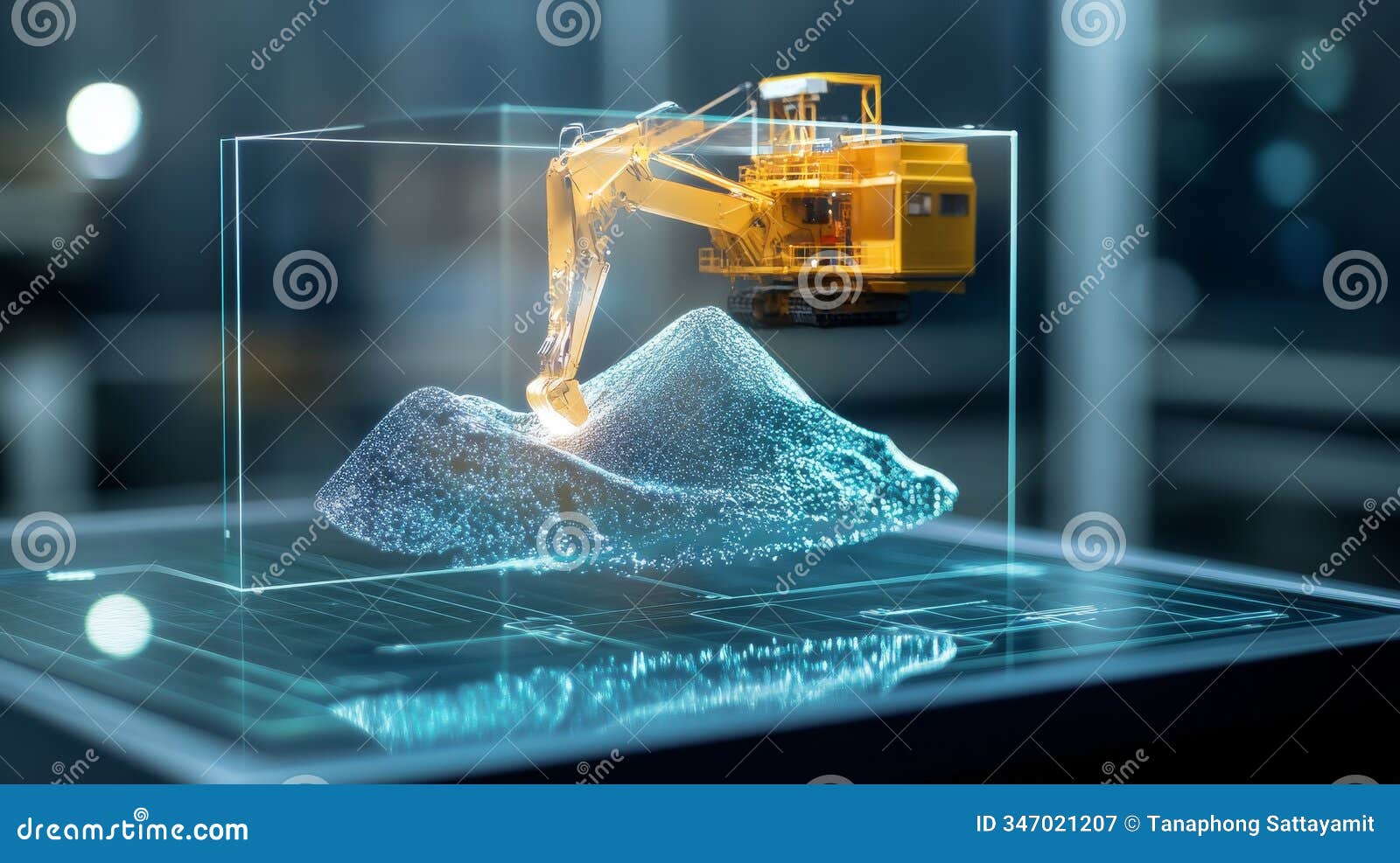 Holographic Mine Simulation Excavator and Ore Digital Model of a Mine ...