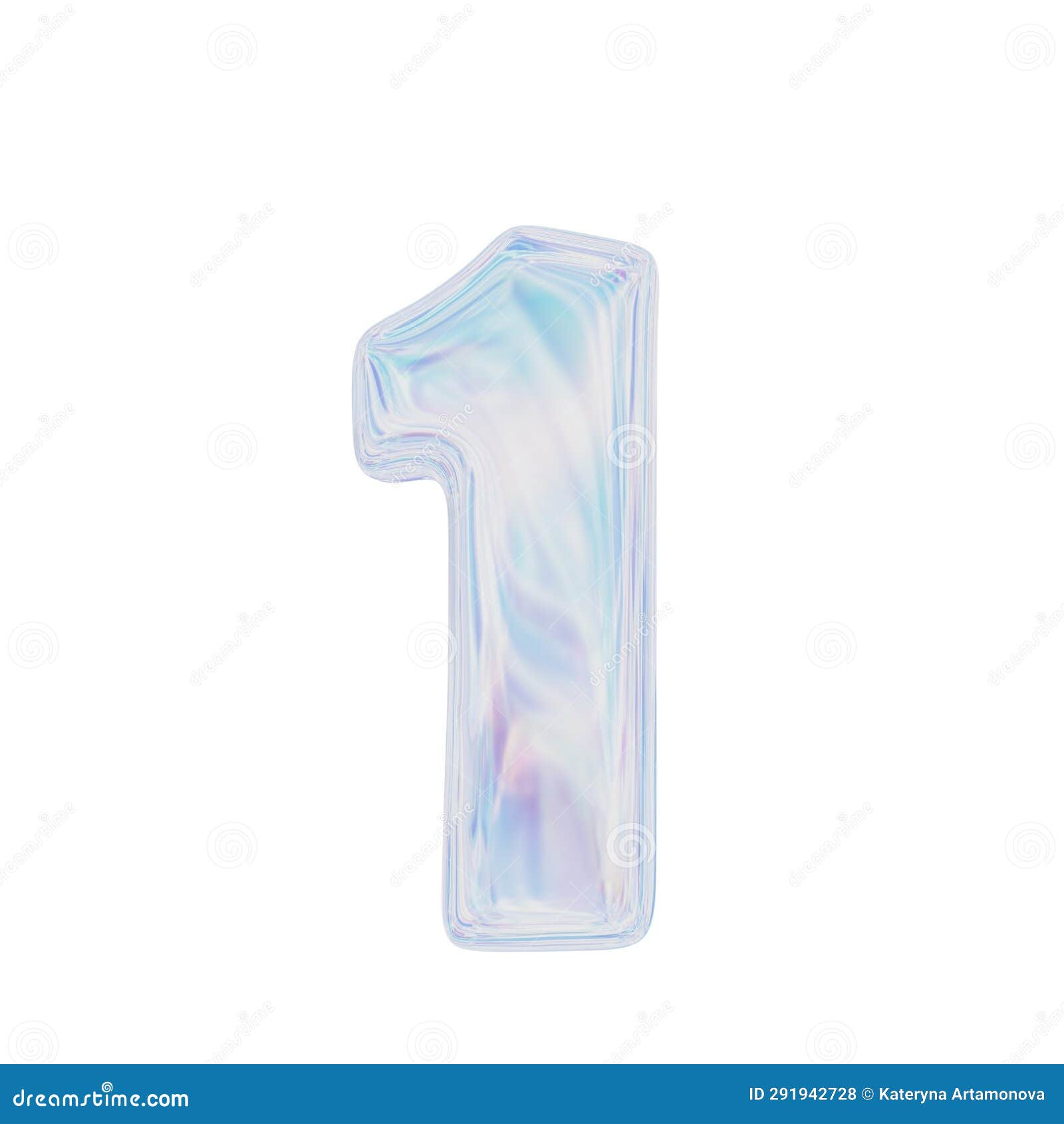 Holographic Number One. 3D Rendering Stock Illustration - Illustration ...