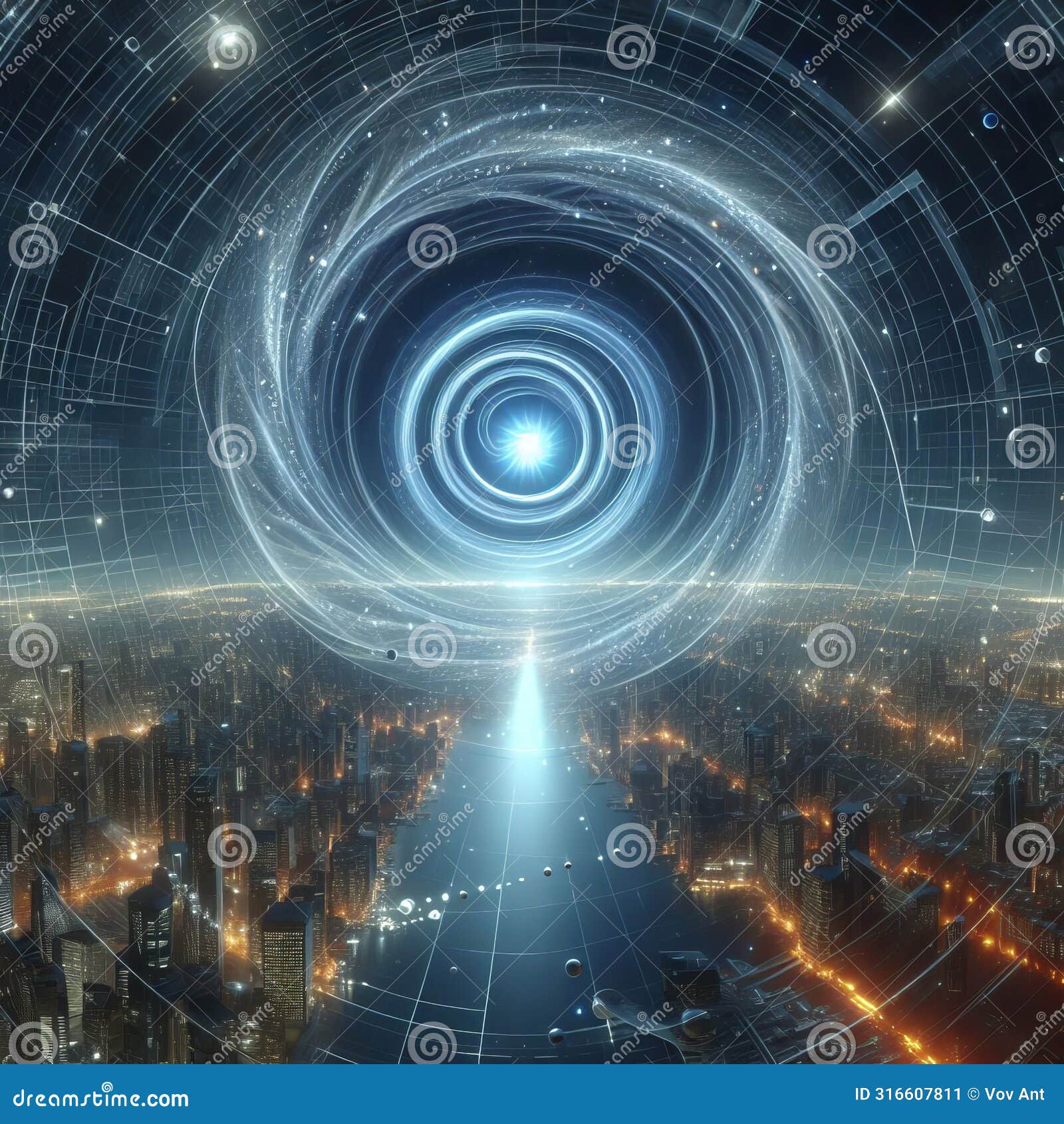 A Holographic Optical Illusion Of A Rotating Vortex Drawing Th Stock ...