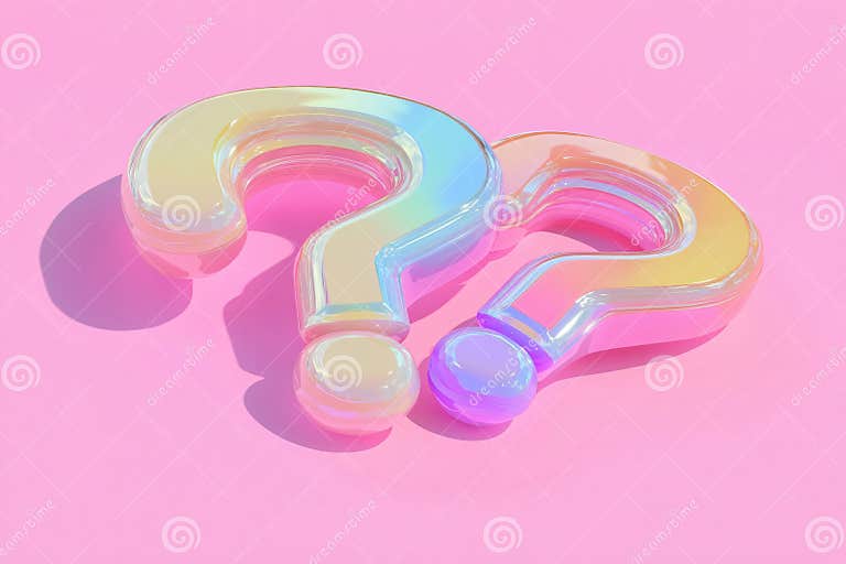 Holographic Pastel Rainbow Question Marks 3D Render High Quality Image ...