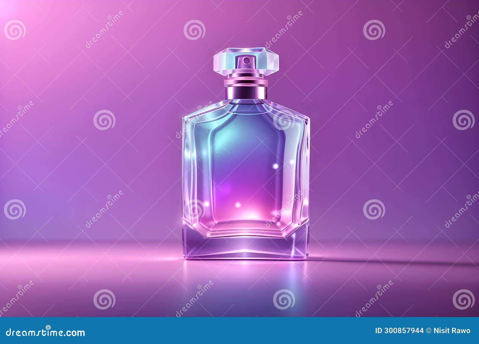 Holographic of Perfume Bottle on Gradient Purple Background Stock Photo ...