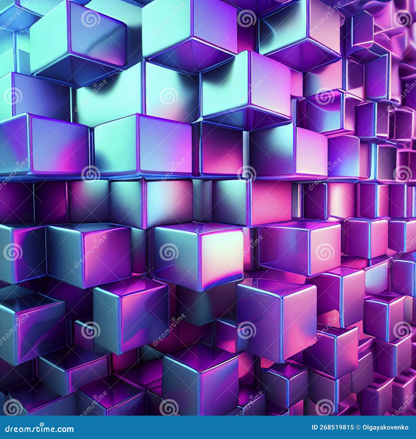 Holographic Pink and Blue Cubes, Ai Generation Stock Illustration ...