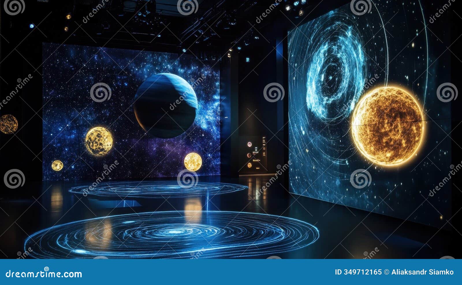 Holographic Projection of the Solar System in a Tech Exhibit Stock ...