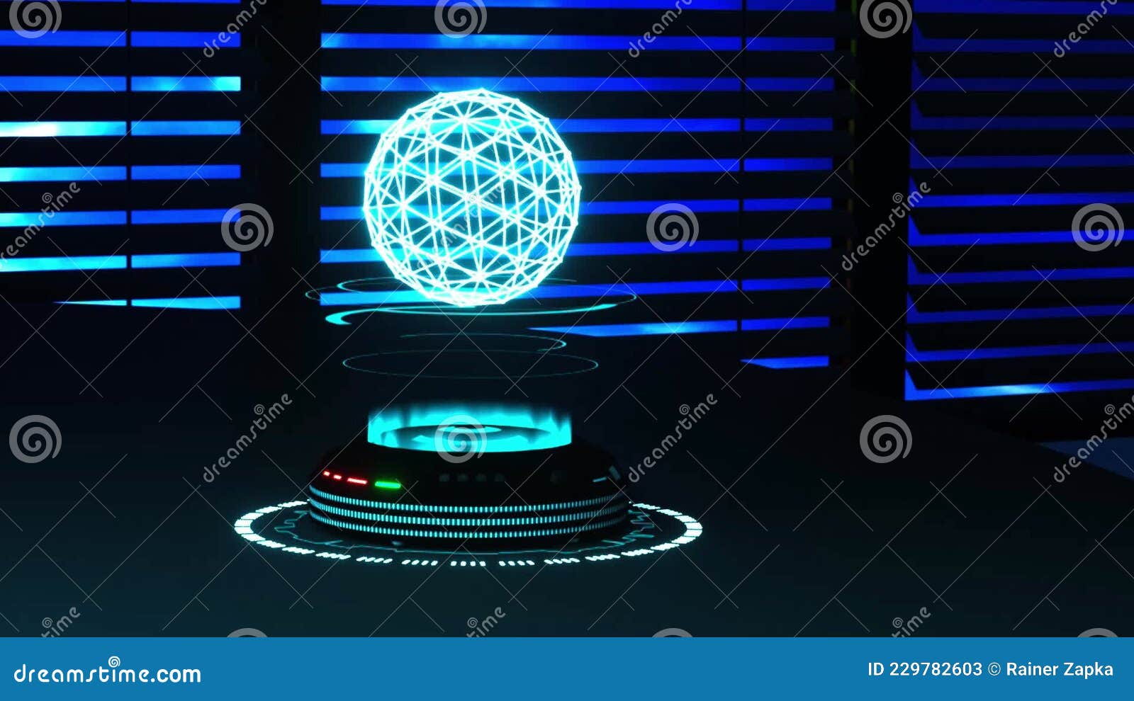 Holographic Projector Projects a Sphere 3d Rendering Stock Video ...