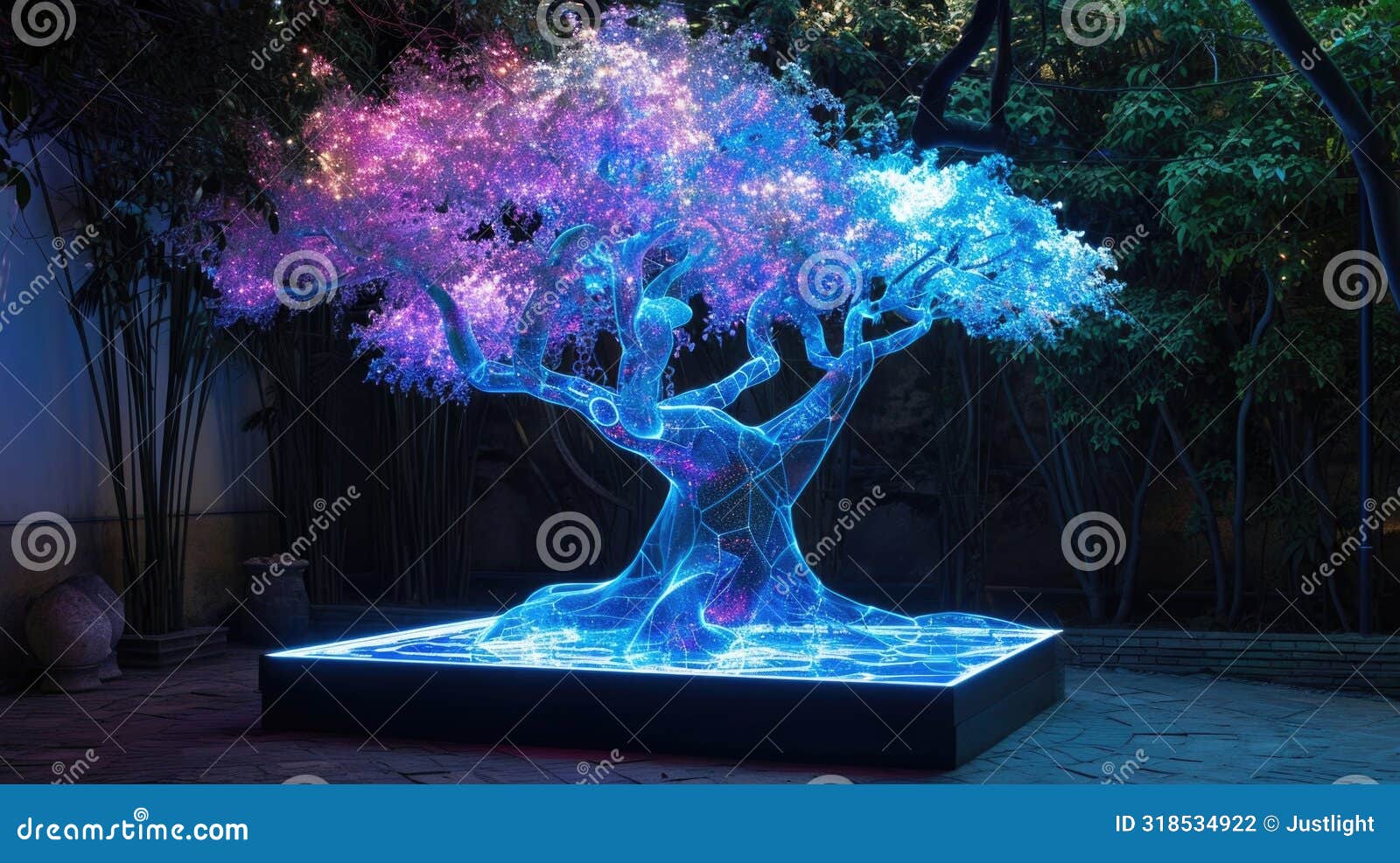 A Holographic Sculpture of a Large Tree with Different Branches ...