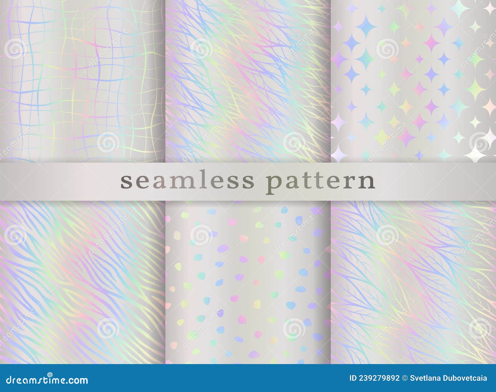 Holographic Seamless Pattern. Set Iridescent Background. Repeated ...