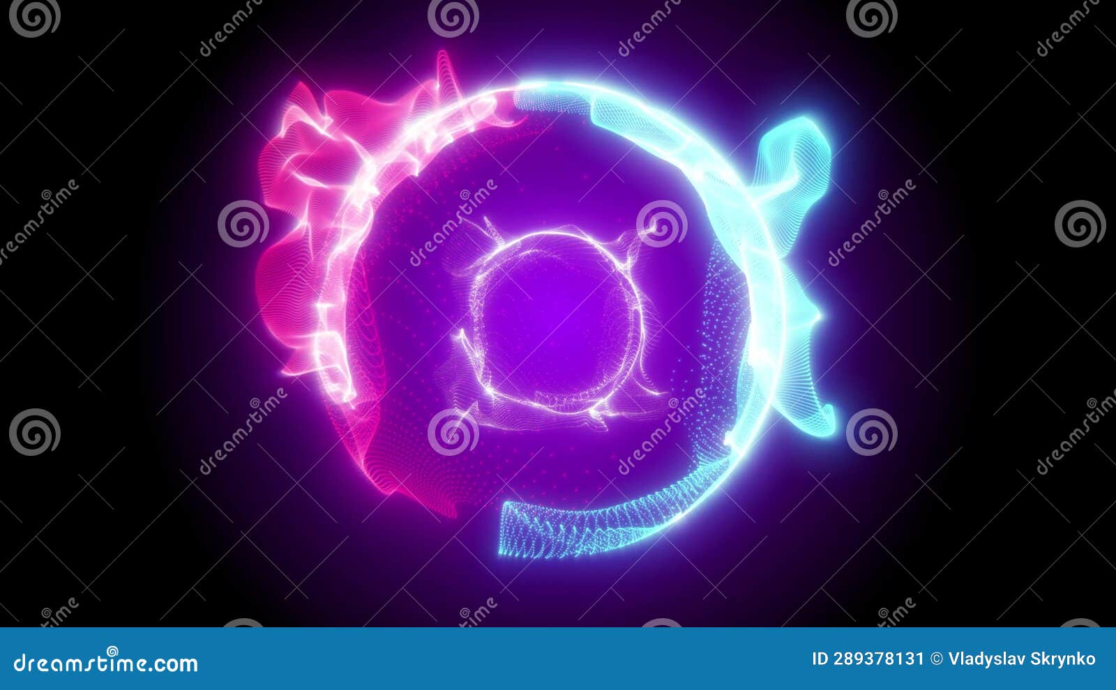 Holographic Sphere with Blue-red Particles on a Black Screen. Stock ...