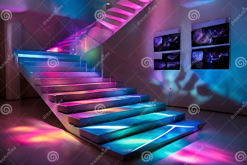 Holographic Staircase with Interactive Steps and Virtual Handrai Stock ...