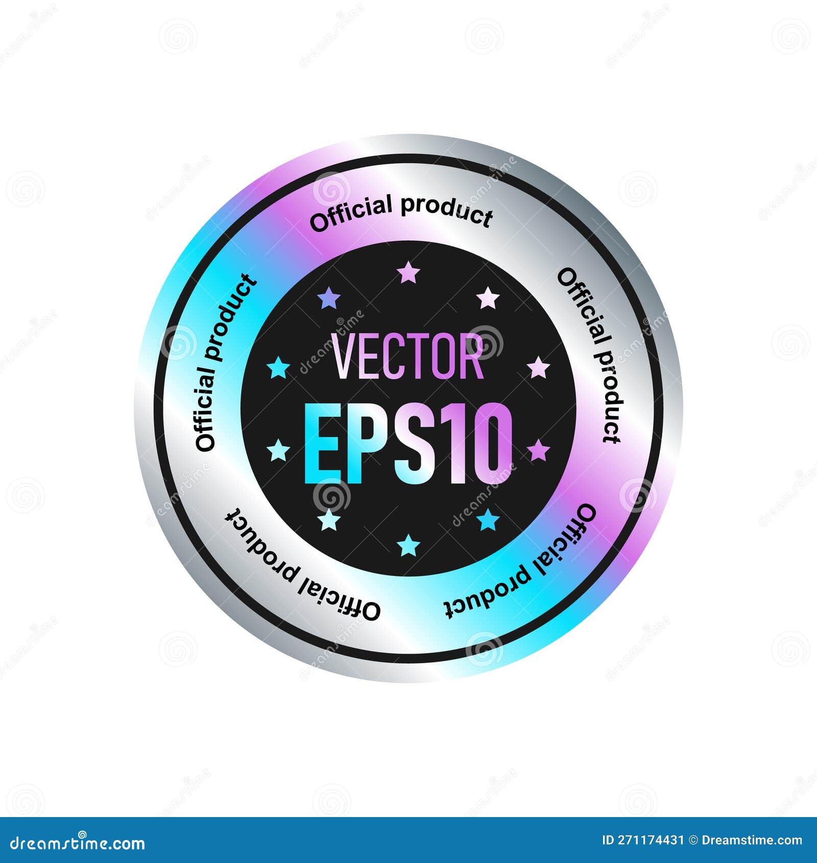 Holographic Sticker in the Form of a Circle with Text Isolated on a ...