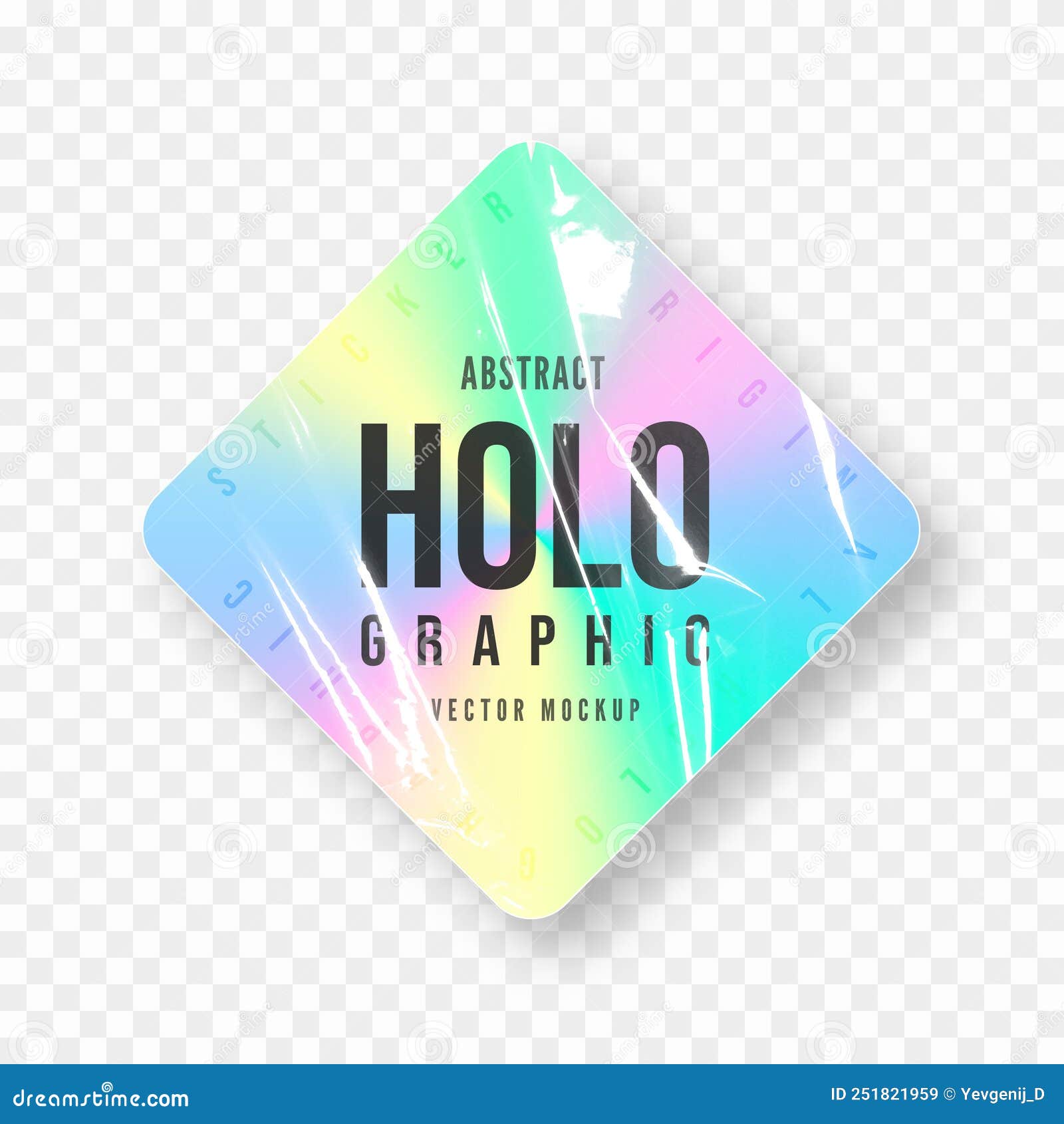 Holographic Sticker Mockup, Square Shape. Paper Holographic Sticker and ...