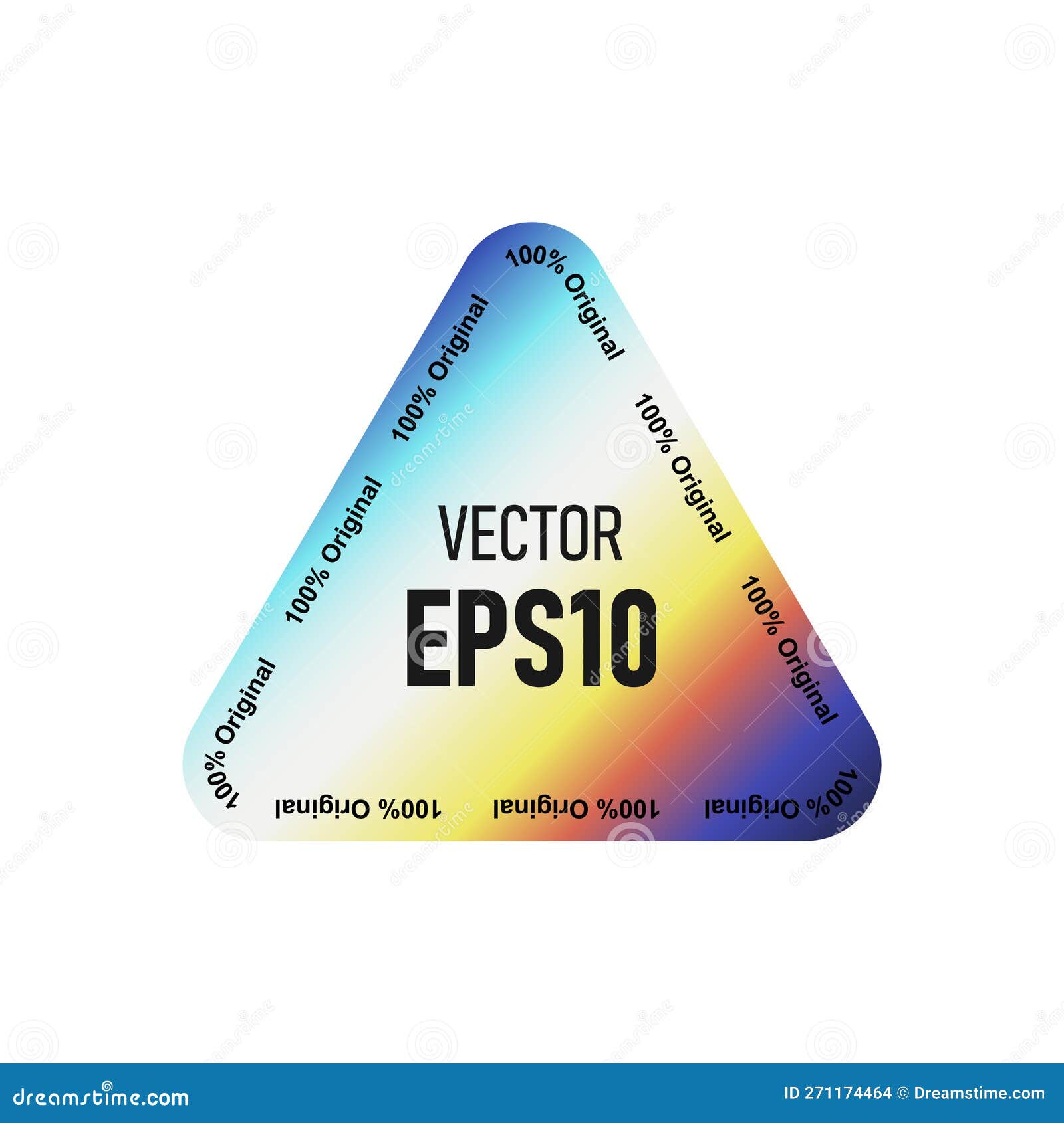 Holographic Sticker in the Shape of a Triangle with Text Isolated on a ...